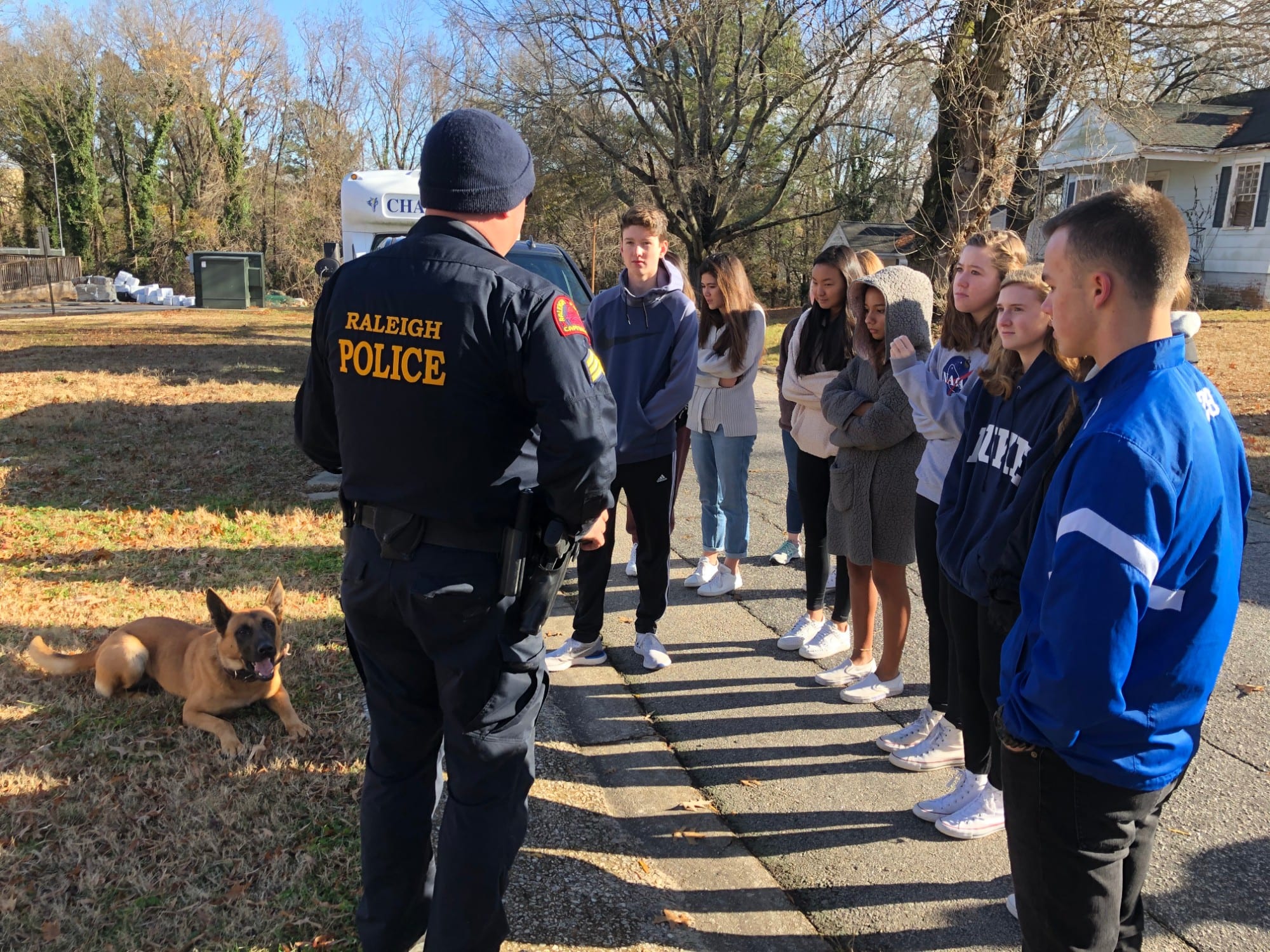 CERT and SAR clubs visit Raleigh Police Department - Cary Academy